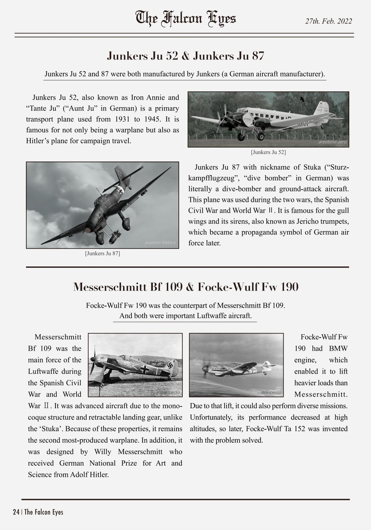 World War 2 and German aircrafts